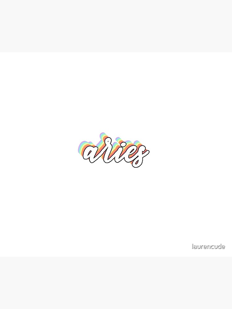 "Rainbow Cursive Aries Zodiac Sign Vsco Sticker" Photographic Print by ...