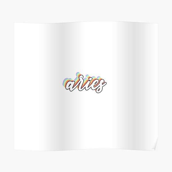 Rainbow Cursive Aries Zodiac Sign Vsco Sticker Poster For Sale By