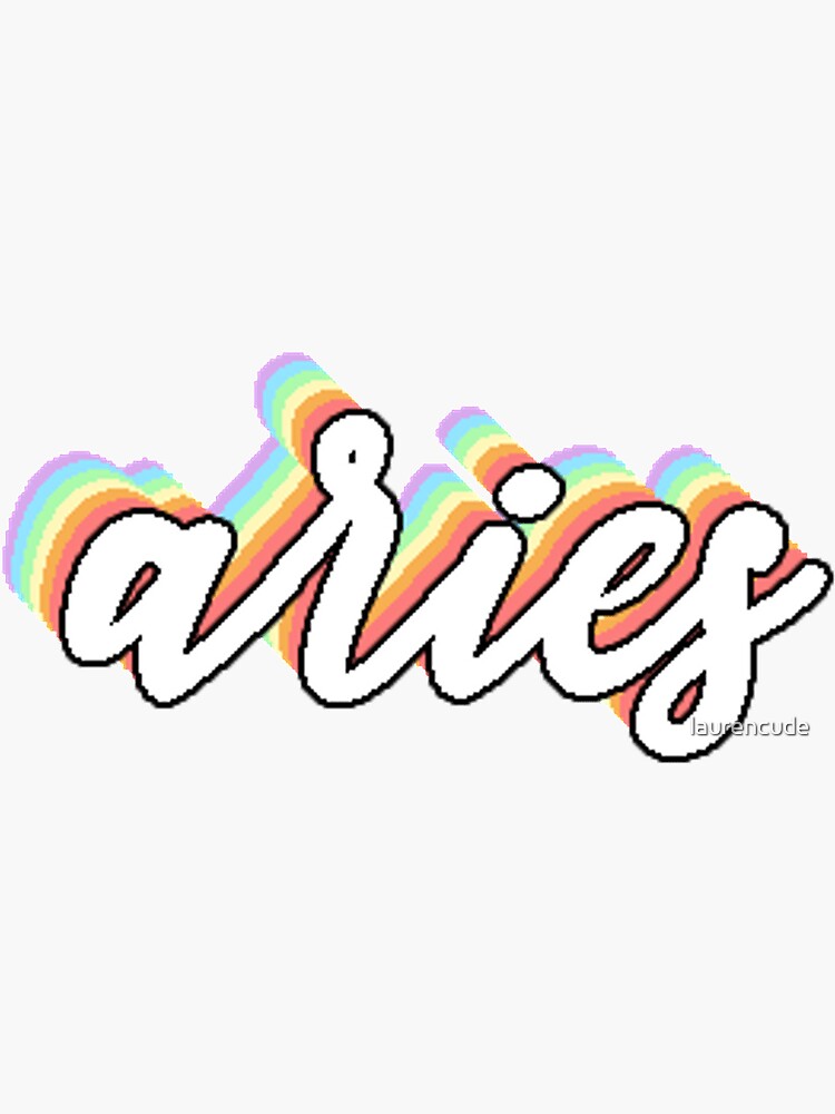 "Rainbow Cursive Aries Zodiac Sign Vsco Sticker" Sticker for Sale by ...