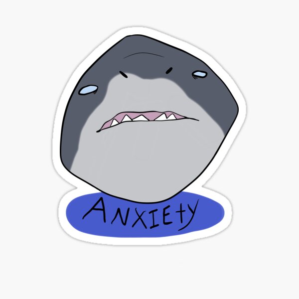 "Anxiety Shark" Sticker by Elise-Haddick | Redbubble