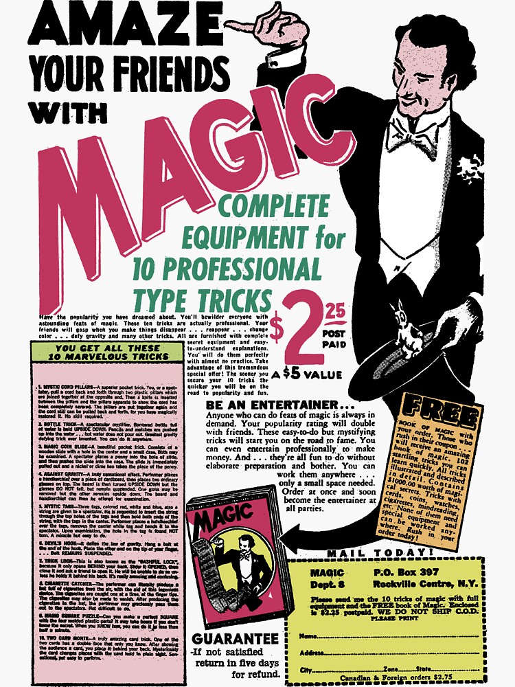 "MAGIC SET - MAGAZINE ADVERT" Sticker by ThrowbackAds | Redbubble