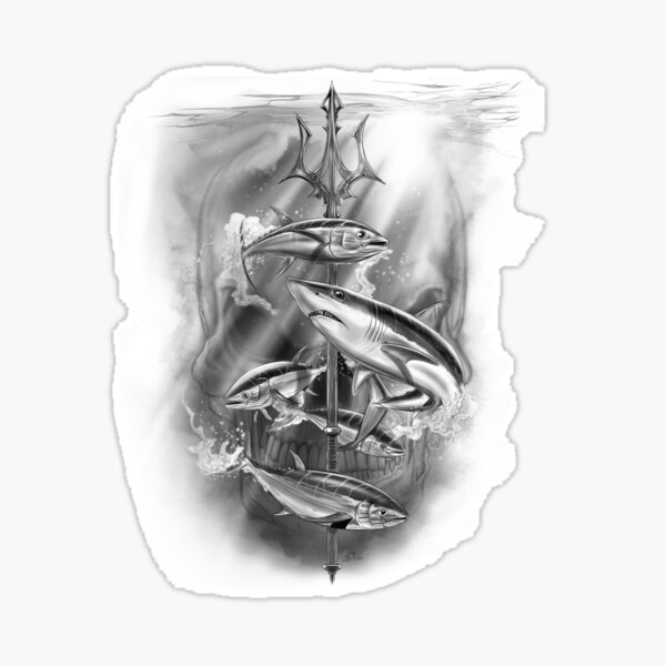 "Trident Mako DIVE SKULL" Sticker for Sale by ReyFlores | Redbubble