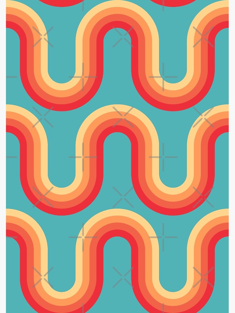 "70s Pattern Waves Happy Blue Teal and Orange" Poster for Sale by ...