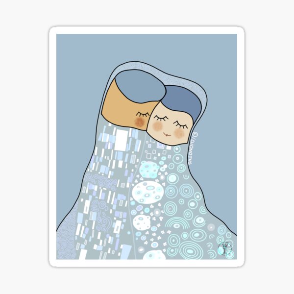 "The kiss, Gustav Klimt simplified " Sticker by IDIONOTUS | Redbubble