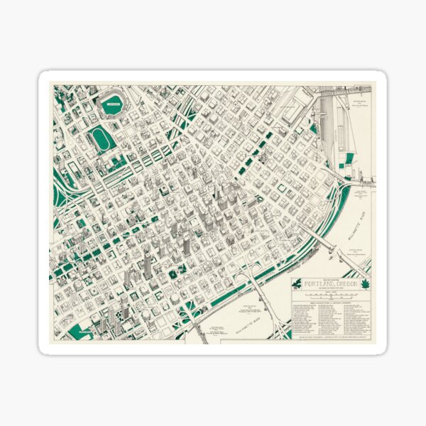 "Retro Map of Portland, Oregon" Sticker for Sale by gin-nek-shop ...