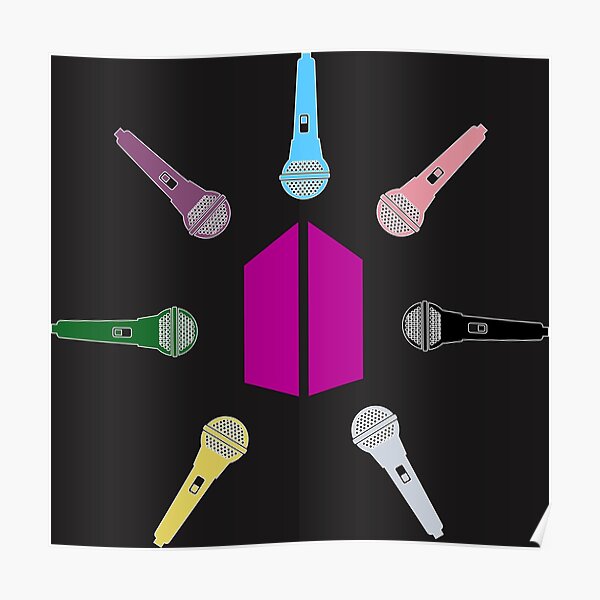 Póster «Escudo militar y micrófono de color BTS» de SouleysKpopShop ...