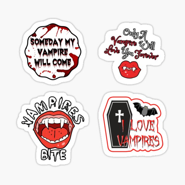 "I Love Vampires Funny Vampire Themed " Sticker for Sale by ...