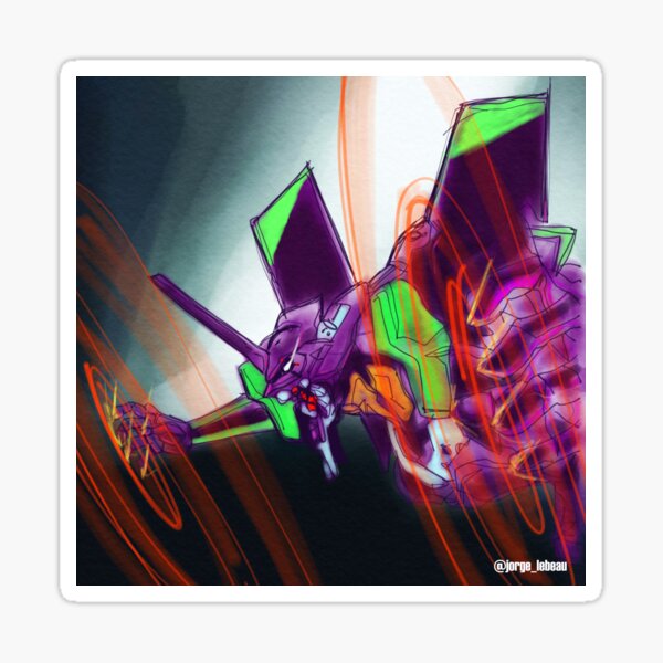 "neon genesis evangelion mecha robot eva 01" Sticker for Sale by ...