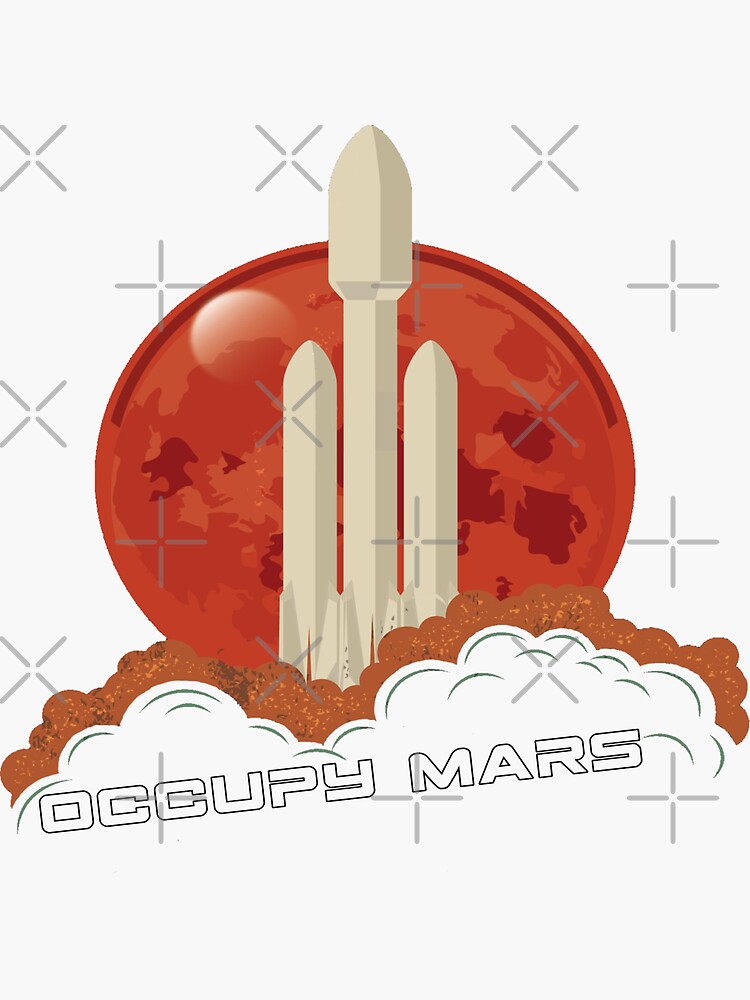 "Occupy Mars 2020, Rocket ship " Sticker for Sale by Surfdavedesigns ...