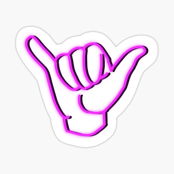 "Neon pink Shaka hand sign sticker" Sticker for Sale by payitfoward ...