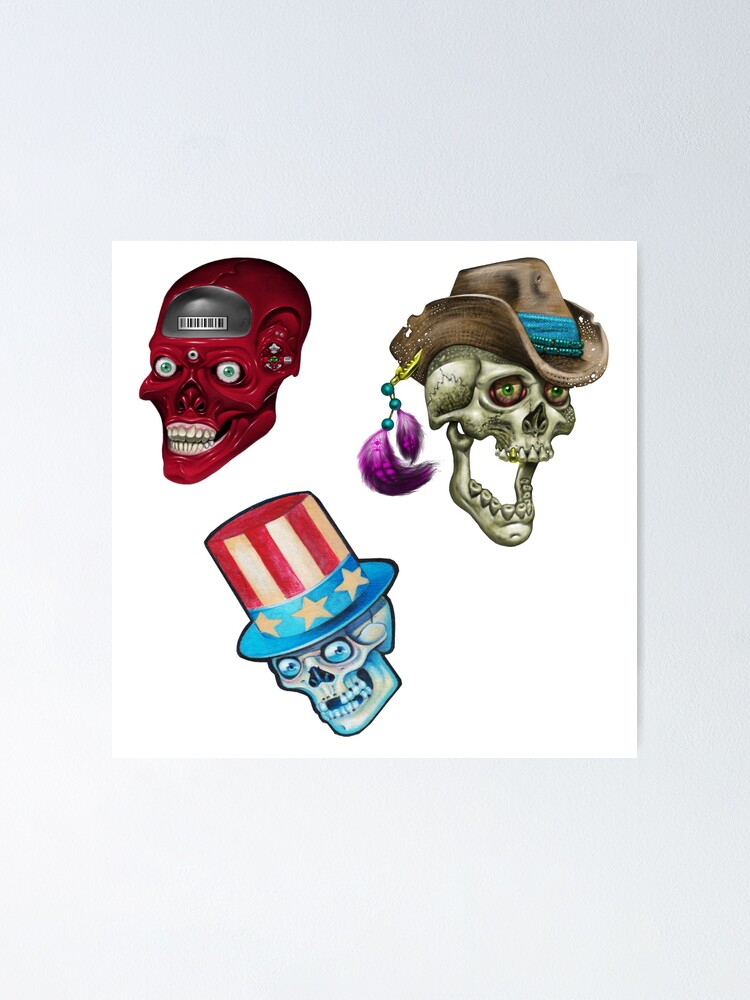 "freaky skull pack stickerpack" Poster by mesamantis | Redbubble