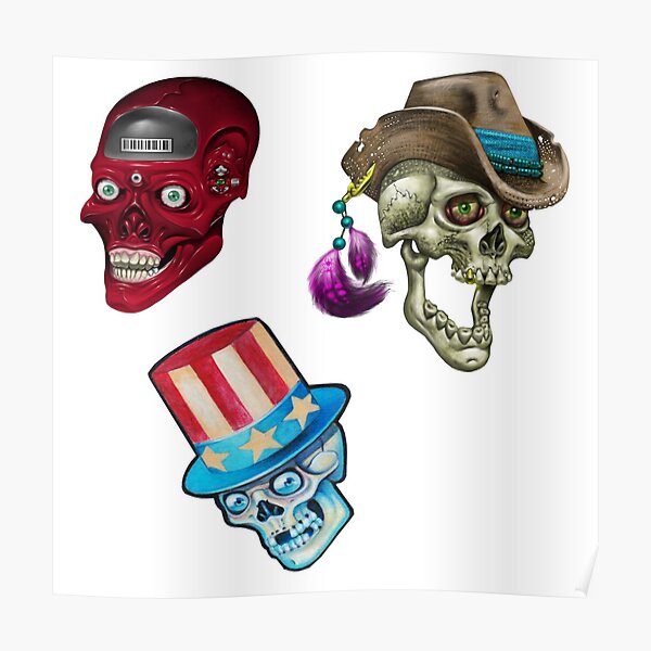 "freaky skull pack stickerpack" Poster by mesamantis | Redbubble