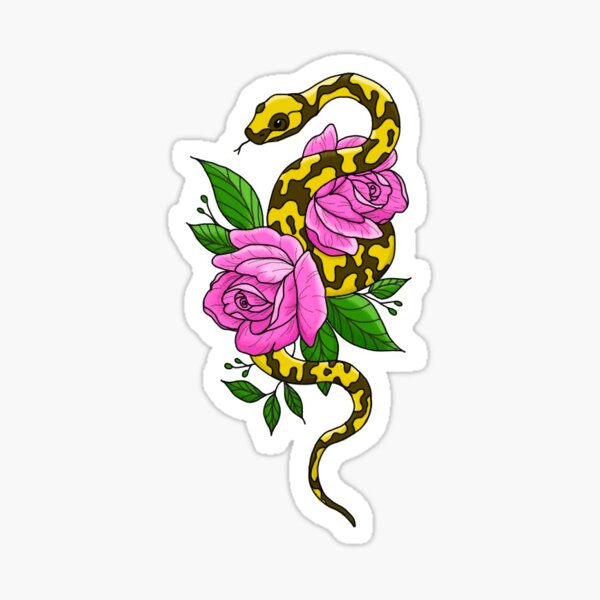 "Ball Python with Flowers" Sticker by hanswizz | Redbubble