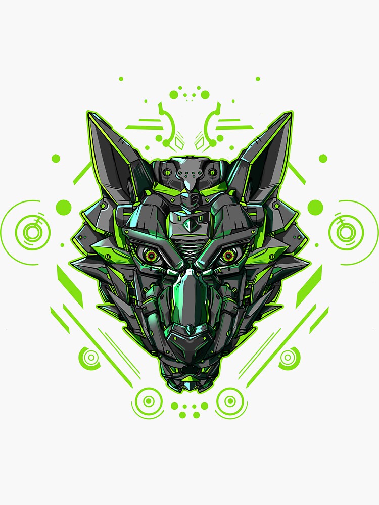 "Cyber Wolf Mask" Sticker for Sale by MechaCyberStore | Redbubble