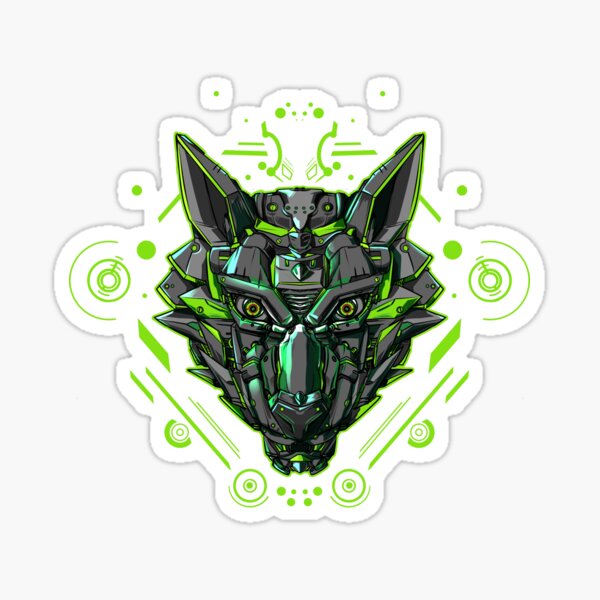 "Cyber Wolf Mask" Sticker for Sale by MechaCyberStore | Redbubble