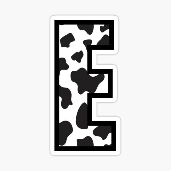 "Cow Print Letter E" Sticker for Sale by chloedecamargo | Redbubble