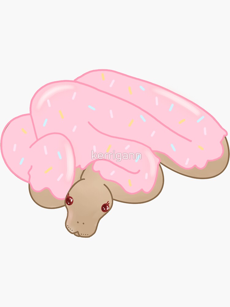 "Strawberry Donut Snake " Sticker for Sale by kerrigann | Redbubble