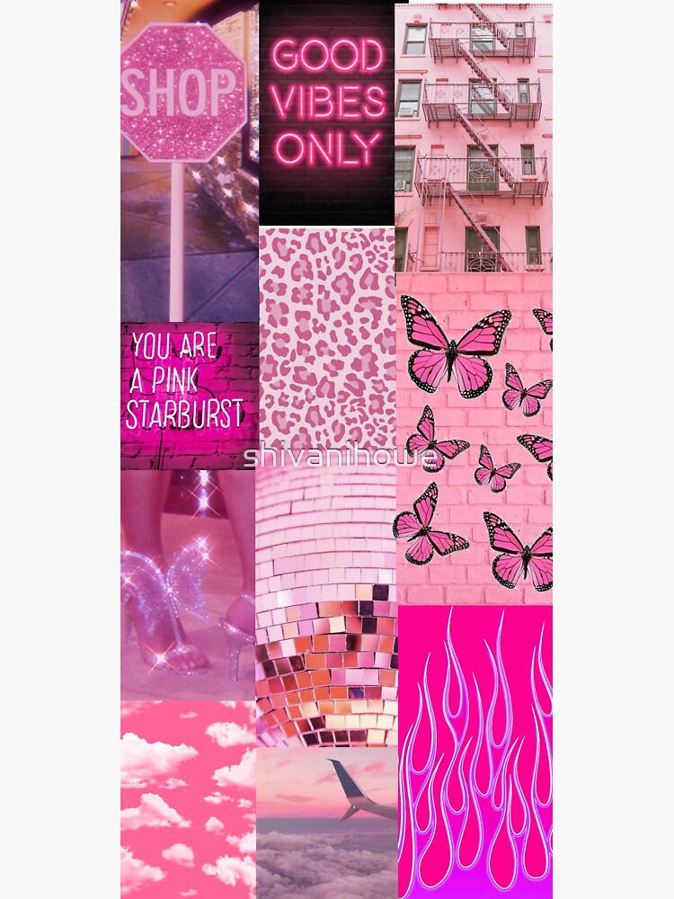 "pink aesthetic collage" Sticker by shivanihowe | Redbubble