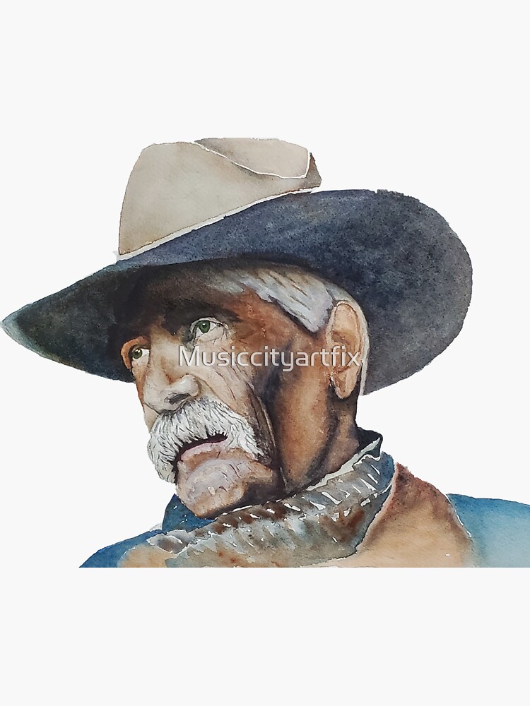 "Sam Elliott western painting | watercolor painting" Sticker for Sale ...