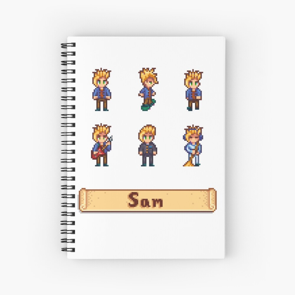 "Stardew Valley Sprites - Sam" Spiral Notebook by kathdvd | Redbubble