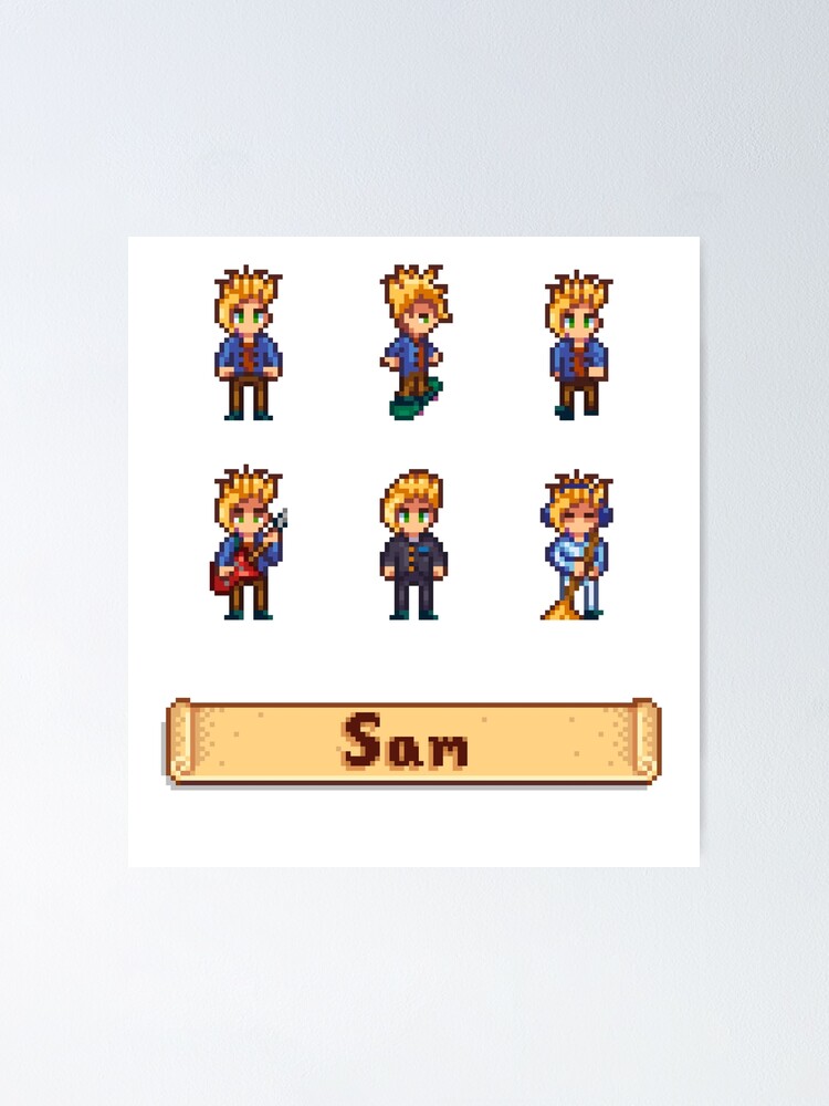 "Stardew Valley Sprites - Sam" Poster for Sale by kathdvd | Redbubble