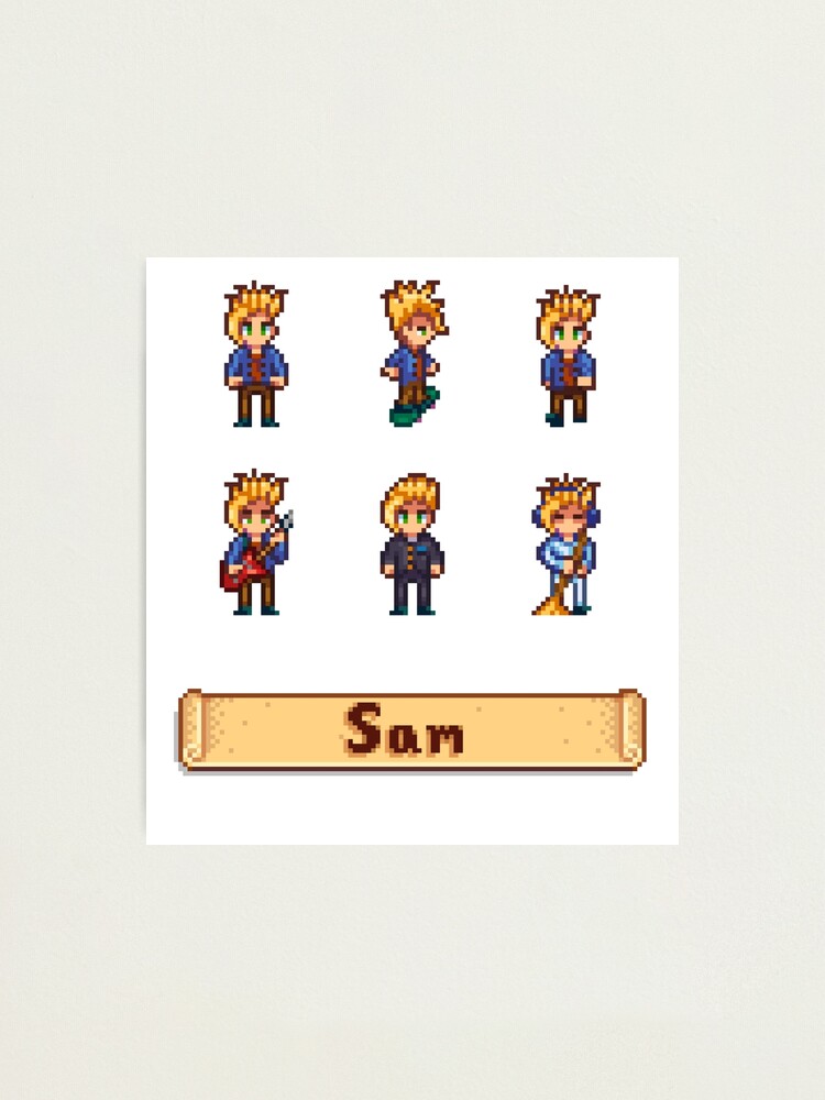 Lámina fotográfica «Sprites de Stardew Valley - Sam» de kathdvd | Redbubble