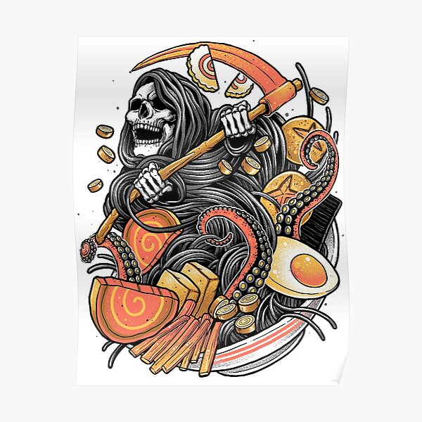 "Ramen Reaper" Poster for Sale by glitchy-gorilla | Redbubble