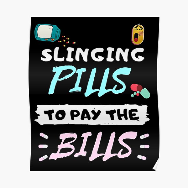 Póster «Farmacéutico lanzando pastillas para pagar las facturas» de ...