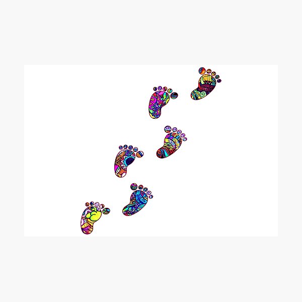 "Boho Hippie Doodle Footprints in the Sand Colorful Feet Designs With ...