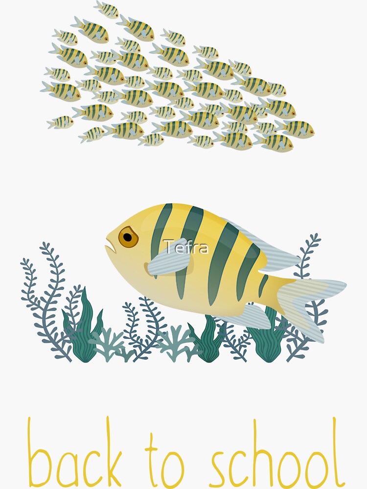 "Back to school sad fish pun" Sticker for Sale by Tefra | Redbubble