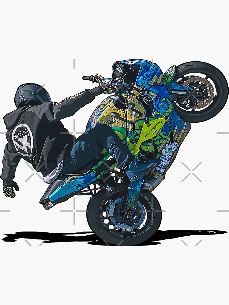 "biker motorcycle wheelie" Sticker for Sale by DigitalCrown | Redbubble