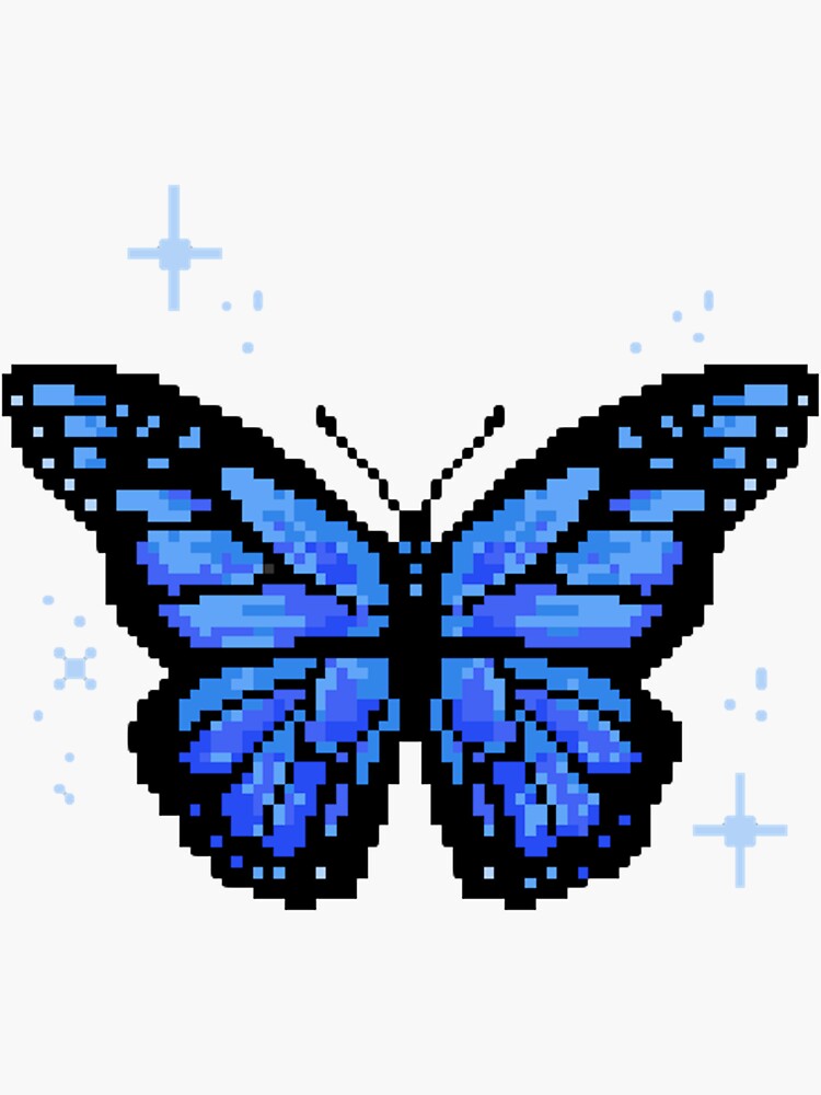 "Blue butterfly sprite" Sticker for Sale by beadfrog | Redbubble