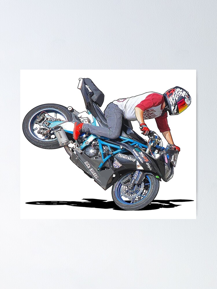 "motorcycle biker rider wheelie" Poster for Sale by DigitalCrown ...