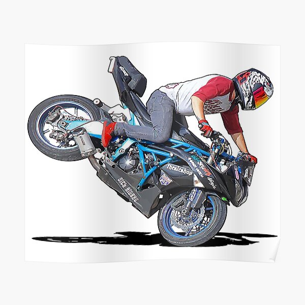 "motorcycle biker rider wheelie" Poster for Sale by DigitalCrown ...