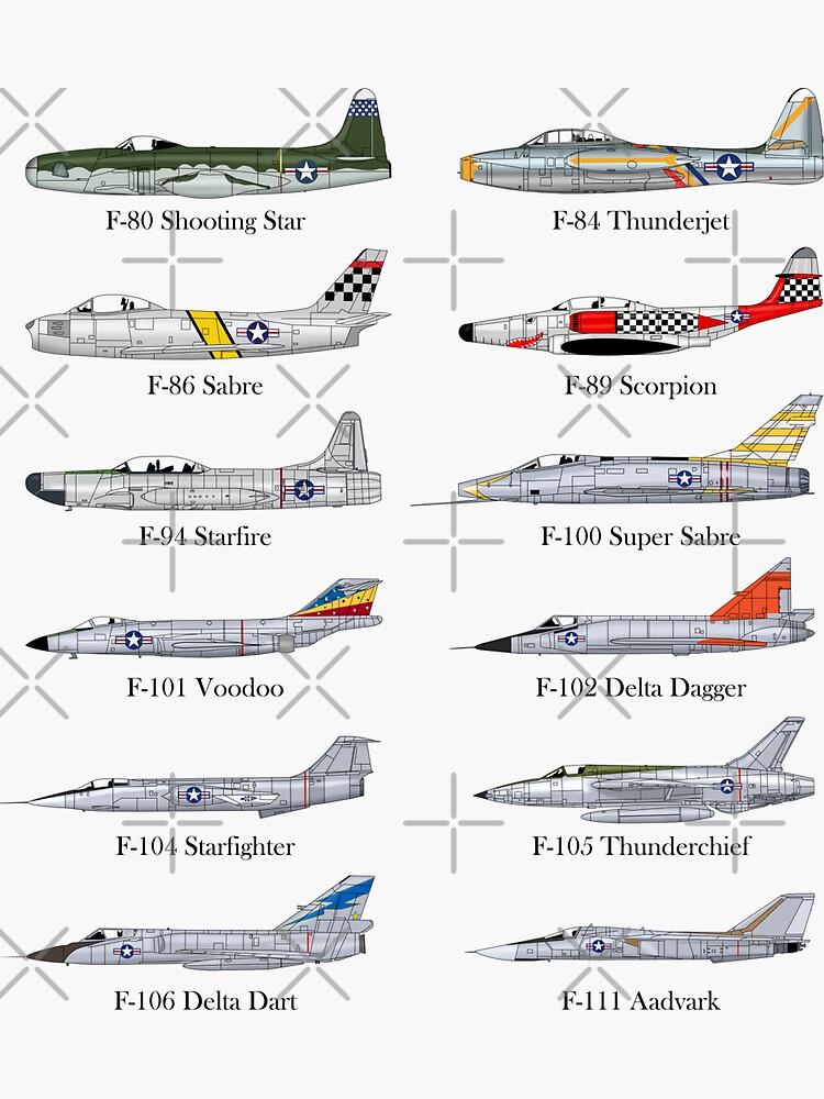 "USAF Classic Jet Fighters" Sticker for Sale by rogue-design | Redbubble