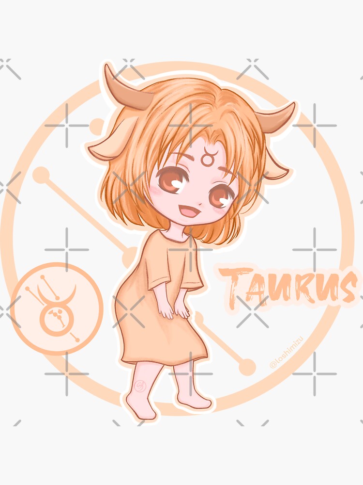"Cute Chibi Zodiac Taurus Girl" Sticker for Sale by LoShimizu | Redbubble