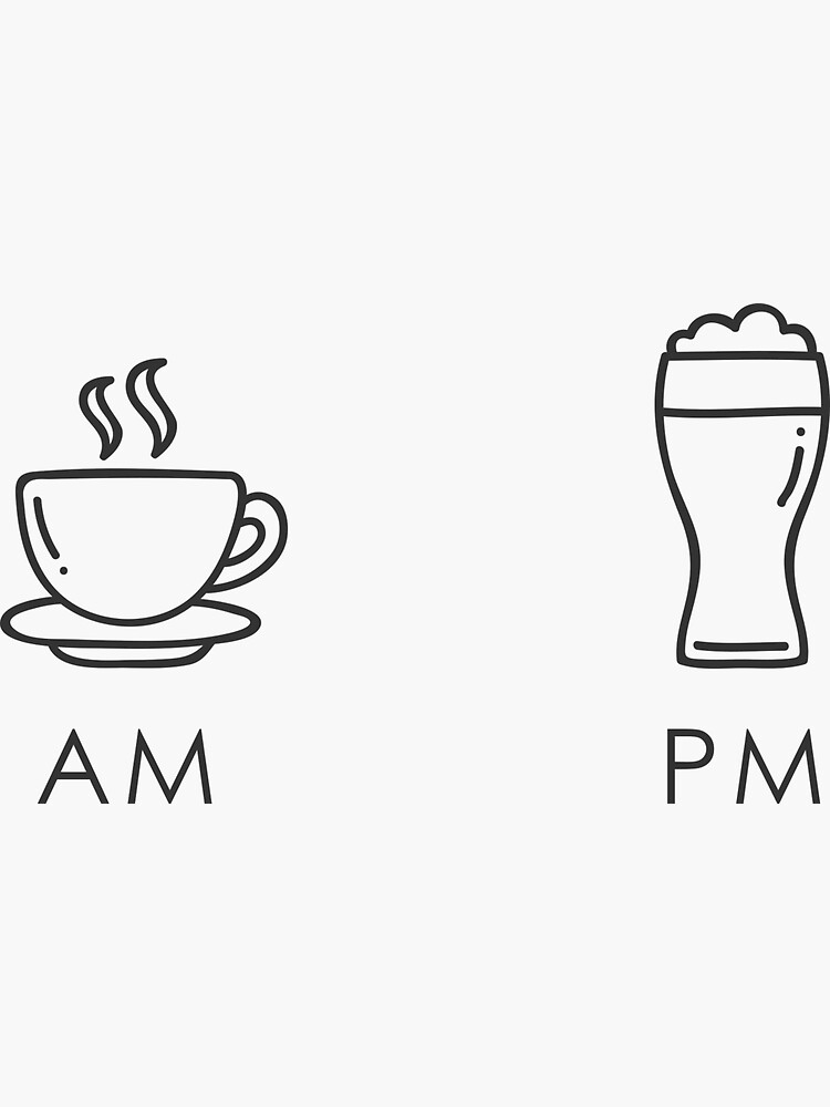 "AM Coffee PM Beer" Sticker by printadorable | Redbubble