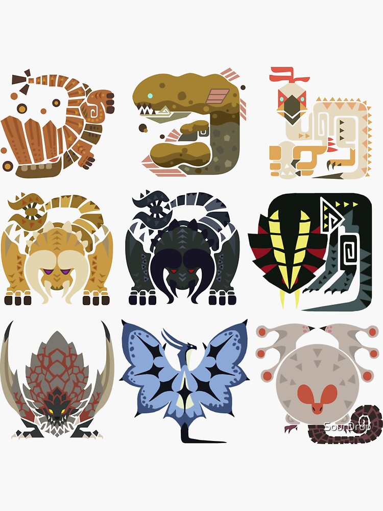 "MHW Set Two" Sticker for Sale by SourDrop | Redbubble