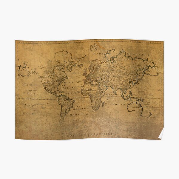"Map of the World 1784" Poster by designturnpike | Redbubble