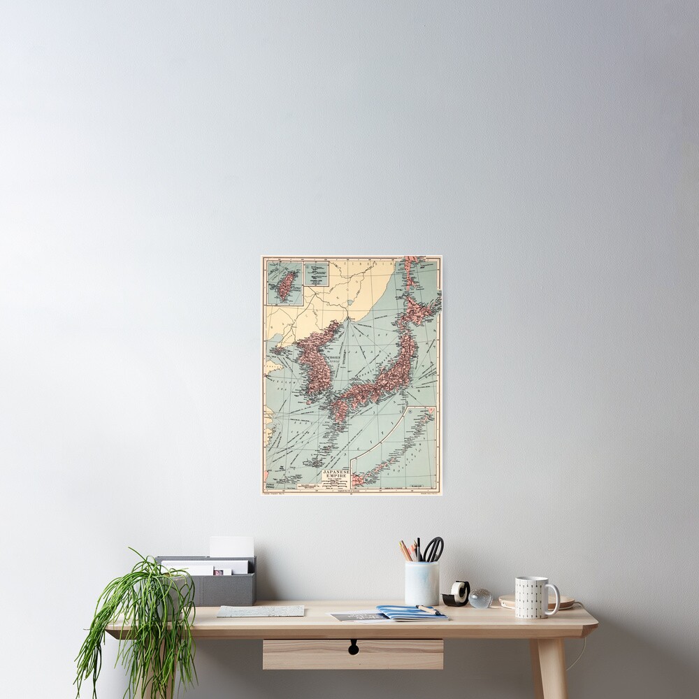 "Vintage 1935 Map of Japanese Empire" Poster for Sale by gin-nek-shop ...