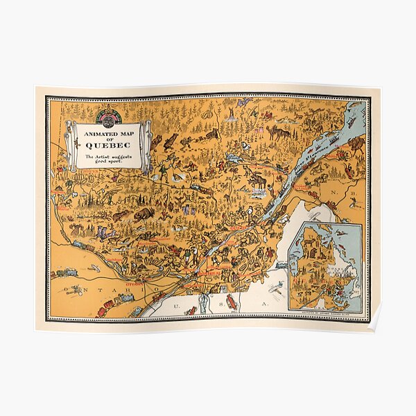 "1929 Vintage Map of Quebec " Poster by gin-nek-shop | Redbubble