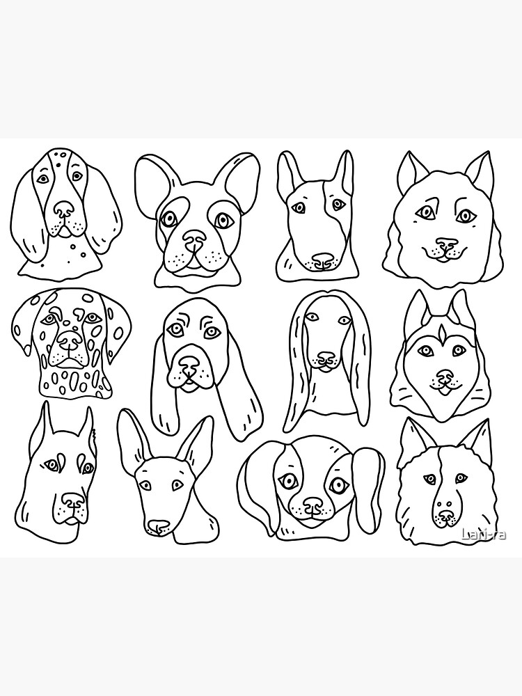 Pegatina «Caras divertidas de perros en blanco y negro: Alabai ...