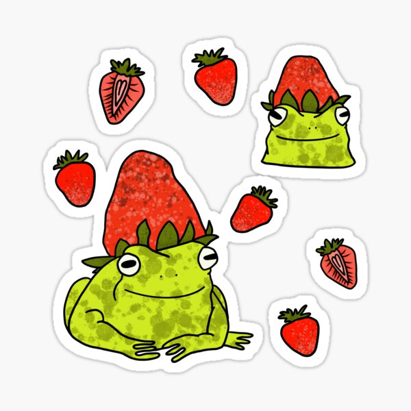 "Strawberry Frog" Sticker for Sale by Ribbit-Rabbit | Redbubble
