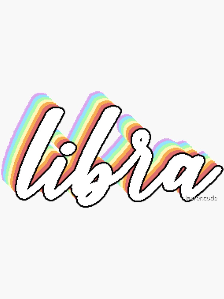 "Rainbow Cursive Libra Zodiac Sign Vsco Sticker" Sticker for Sale by ...