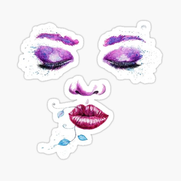 "woman's make up face " Sticker by BitsndPieces | Redbubble