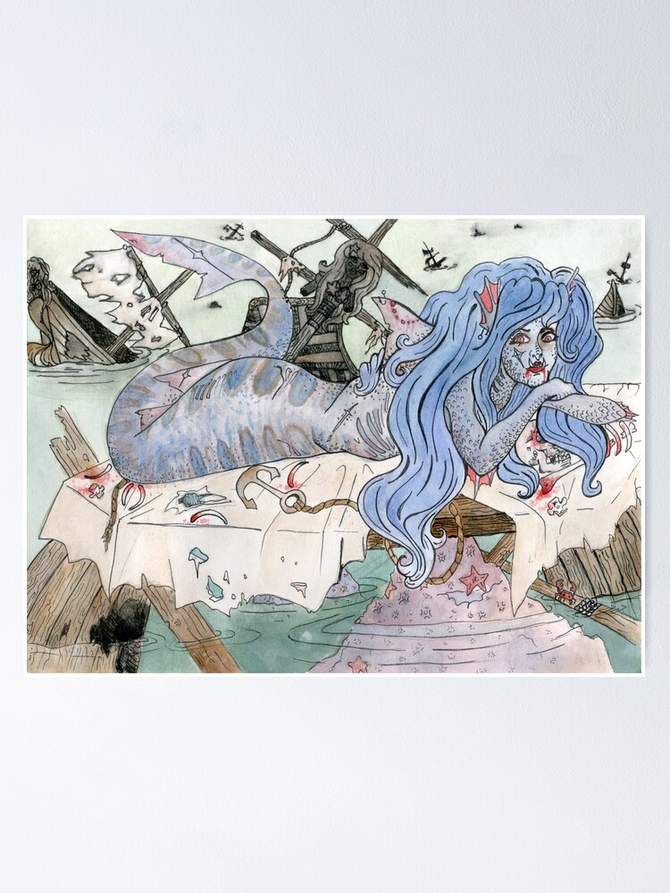 "Shark Siren " Poster for Sale by painted-lizard | Redbubble