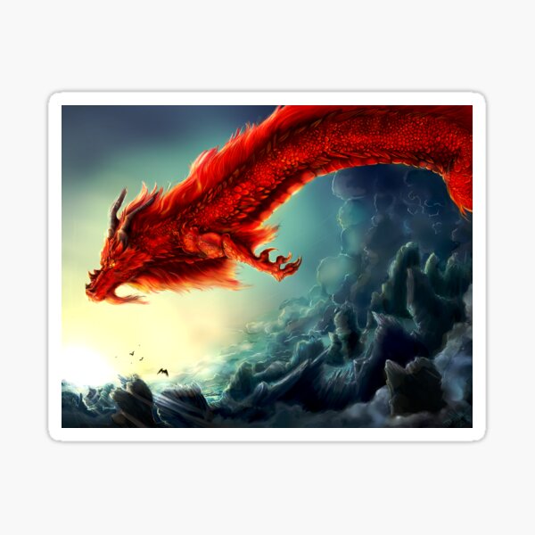 "Serenity Fire Elemental Dragon" Sticker for Sale by MizzLilFox | Redbubble