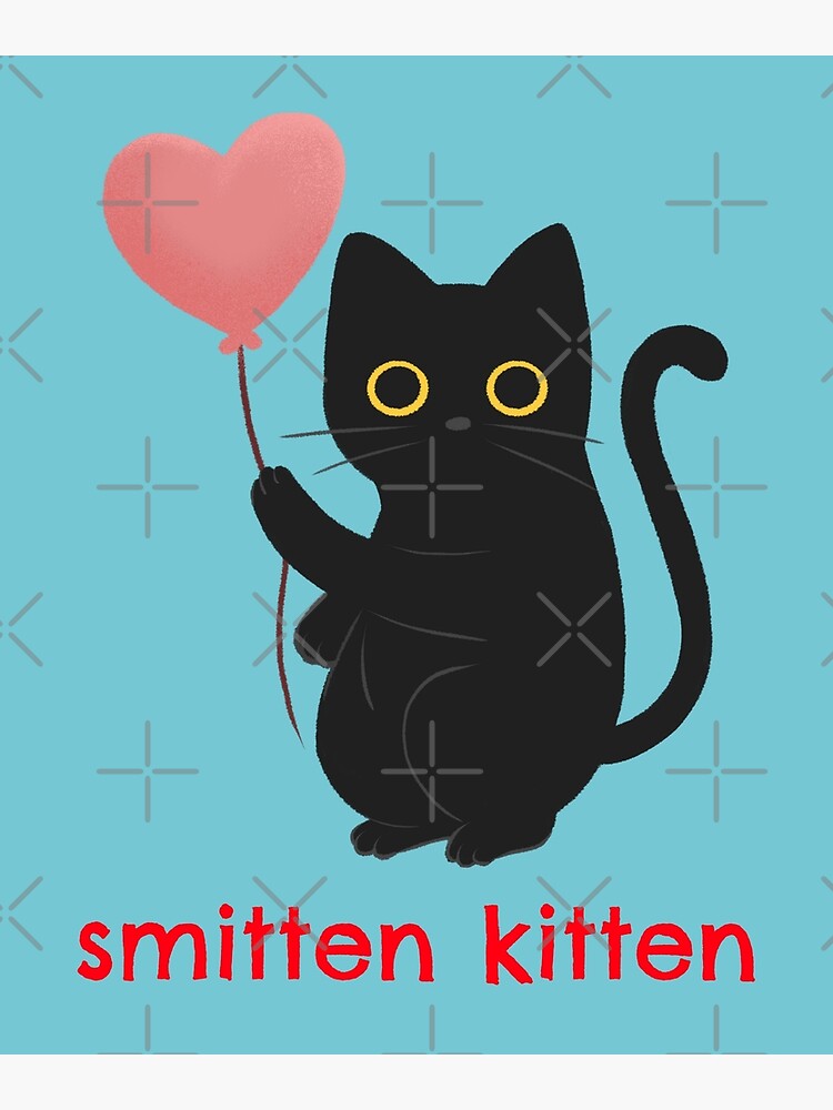 "Smitten Kitten Cat Heart Balloon Digital Art" Poster by createdbycam ...