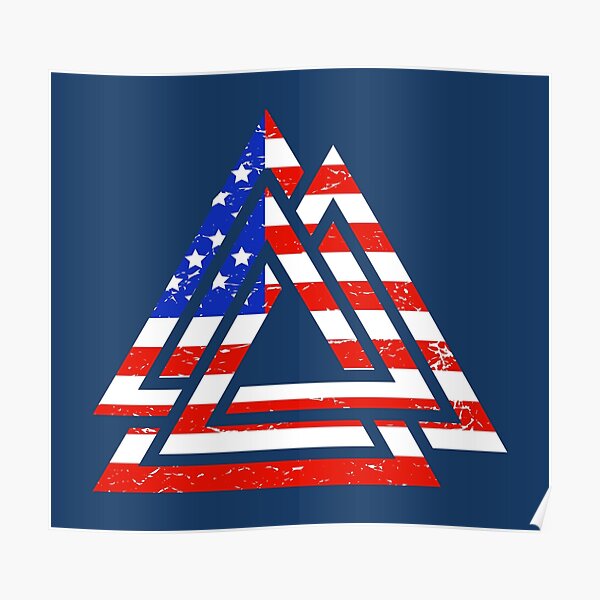 "Valknut - US Flag - Scandinavian Vikings" Poster by vikingtshirt ...
