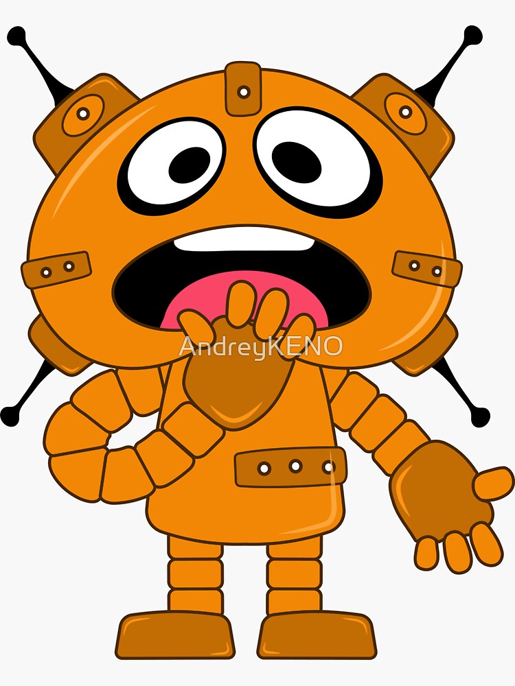 "Cartoon Scared Robot" Sticker for Sale by AndreyKENO | Redbubble